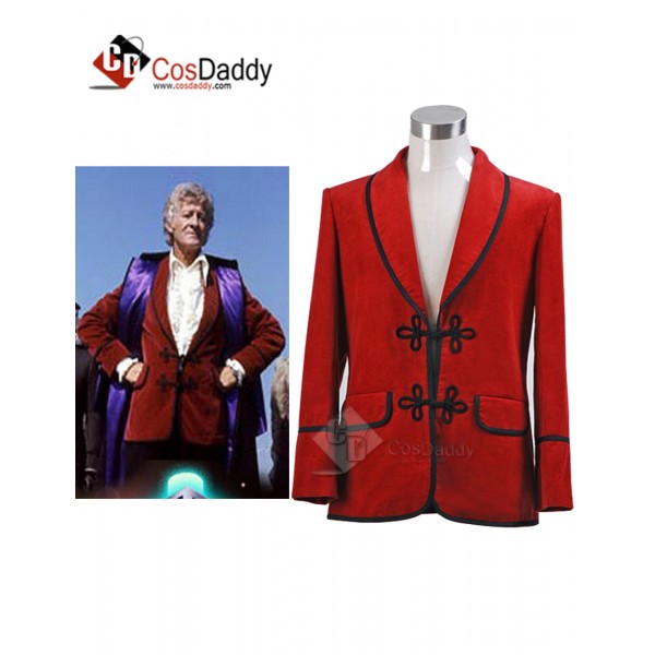 Doctor Who Third 3rd Doctor Cape Cloak Red Jacket Coat Cosplay Costume