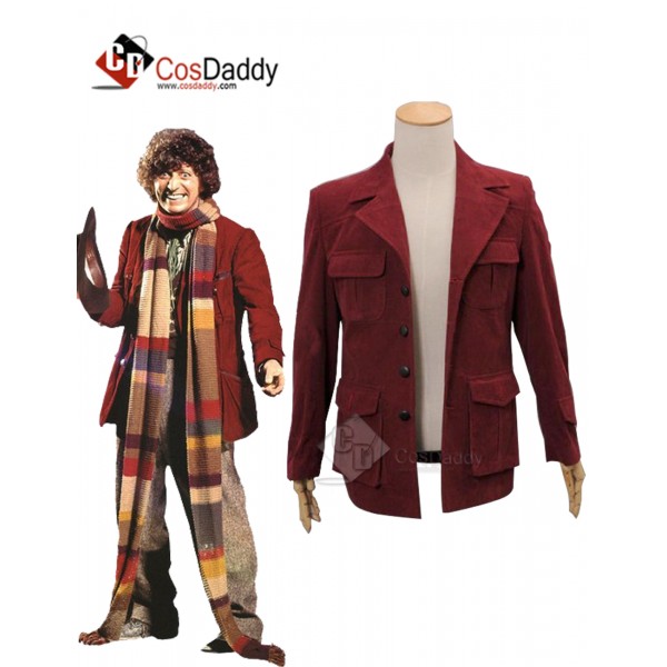 Doctor Who fourth 4th Doctor Dark Red Corduroy Jacket Cosplay Costume