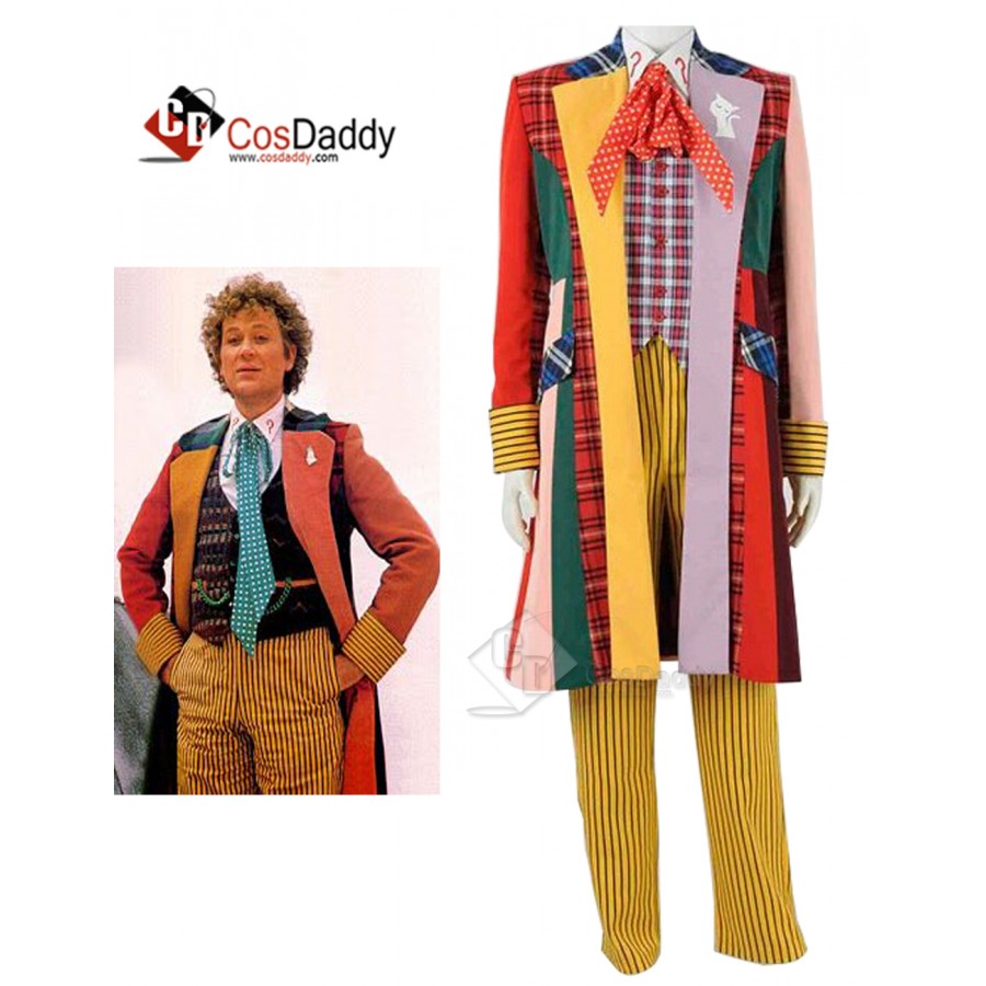 Who Is Doctor Series 6th Colorful Lattice Costume Coat Outfit For Sale